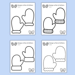 Design Your Own Pair of Mittens, 4-page Printable Set, Kids Winter ...