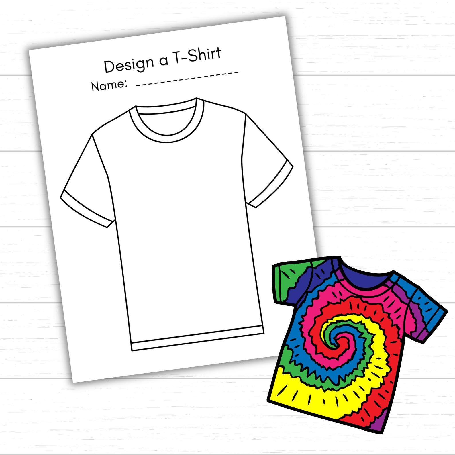 Design T-shirt Printable Template, Color Your Own Tee, Decorate Shirt ...