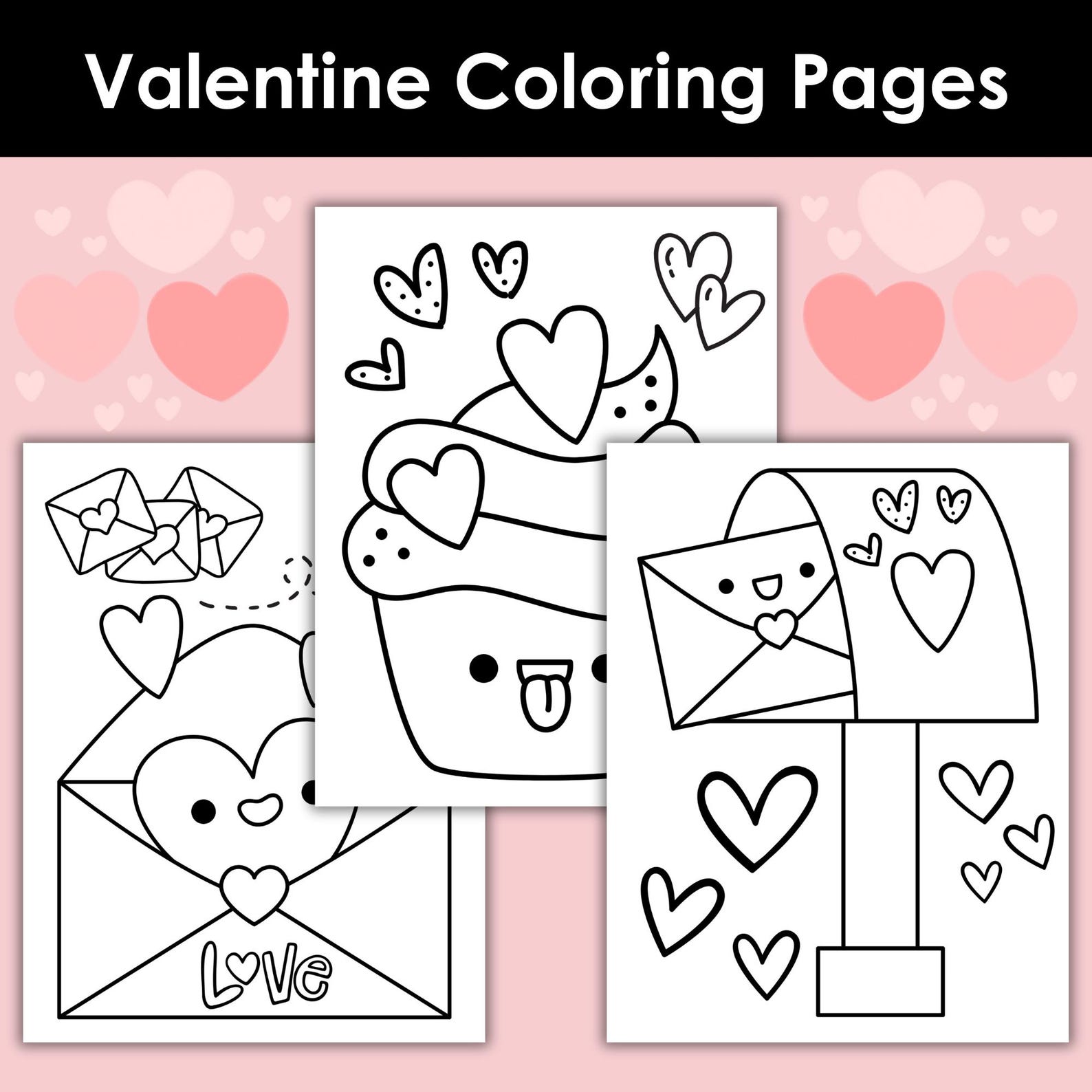Valentine's Day Coloring Pages for Kids – 3 Printable February Activity ...