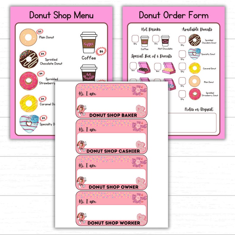 Donut Shop Dramatic Play Kit, Donut Shop Pretend Play, Dramatic Play ...