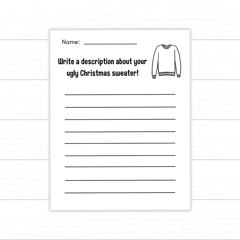 Ugly Christmas Sweater Design Printable, Kids Holiday Activity (PDF) - Etsy
