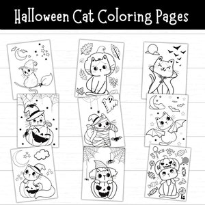 Cute Halloween Cat Coloring Pages, Printable Halloween Coloring Pages ...