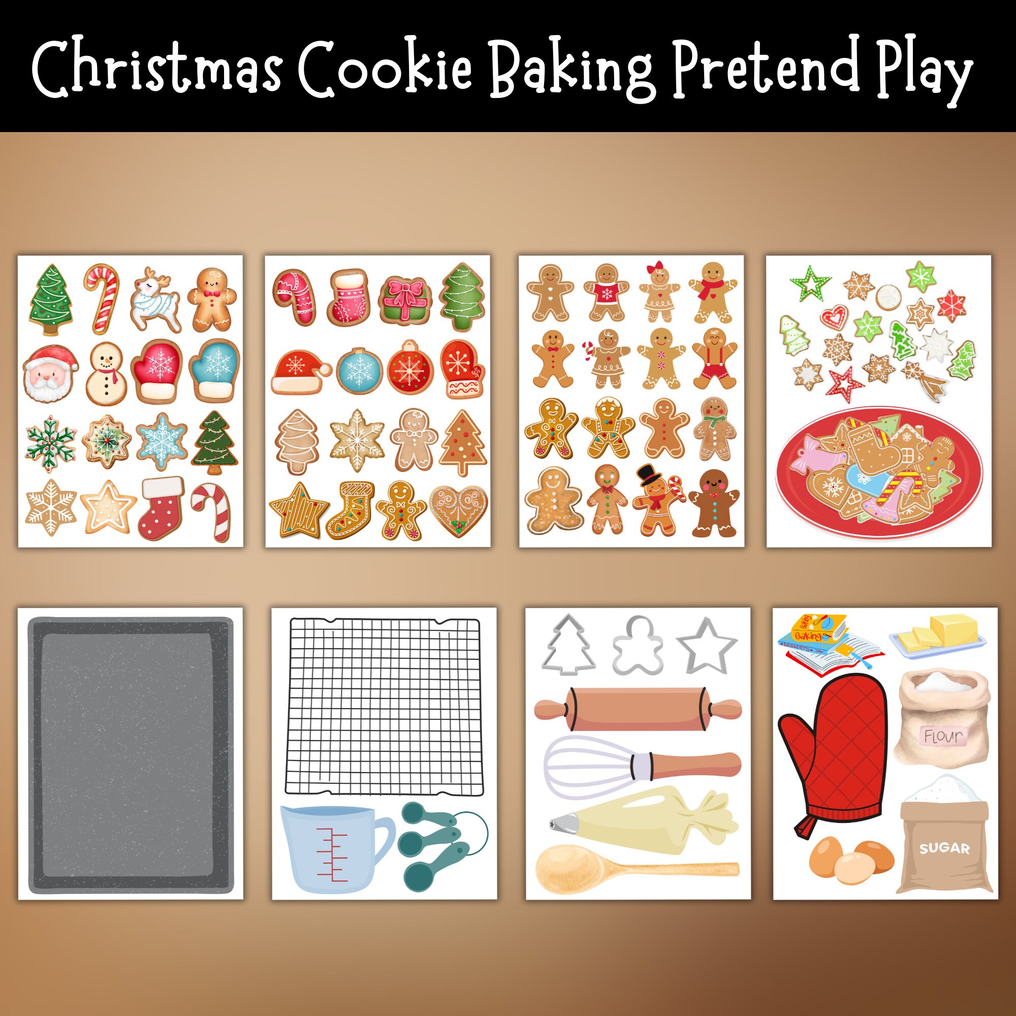 Christmas Cookie Baking Pretend Play Set, Holiday Cookie Baking Pretend ...