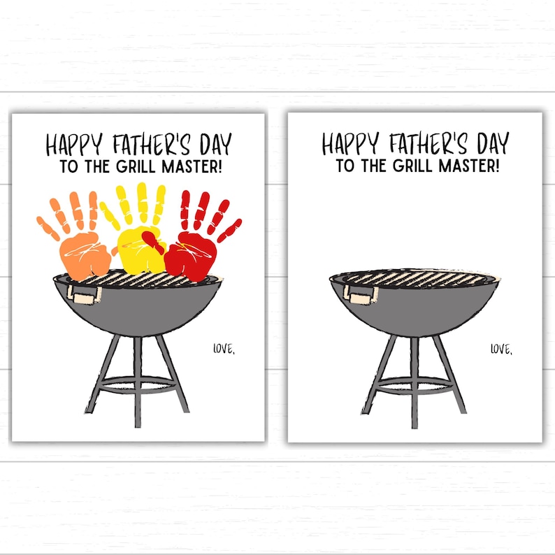 Printable Father's Day Grill Master Handprint Art, DIY Father's Day ...