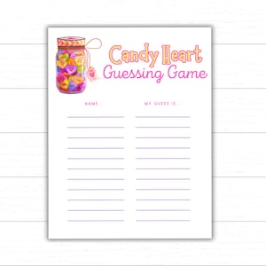 Valentine Candy Guessing Game Sign, Guess How Many Candies in the Jar ...