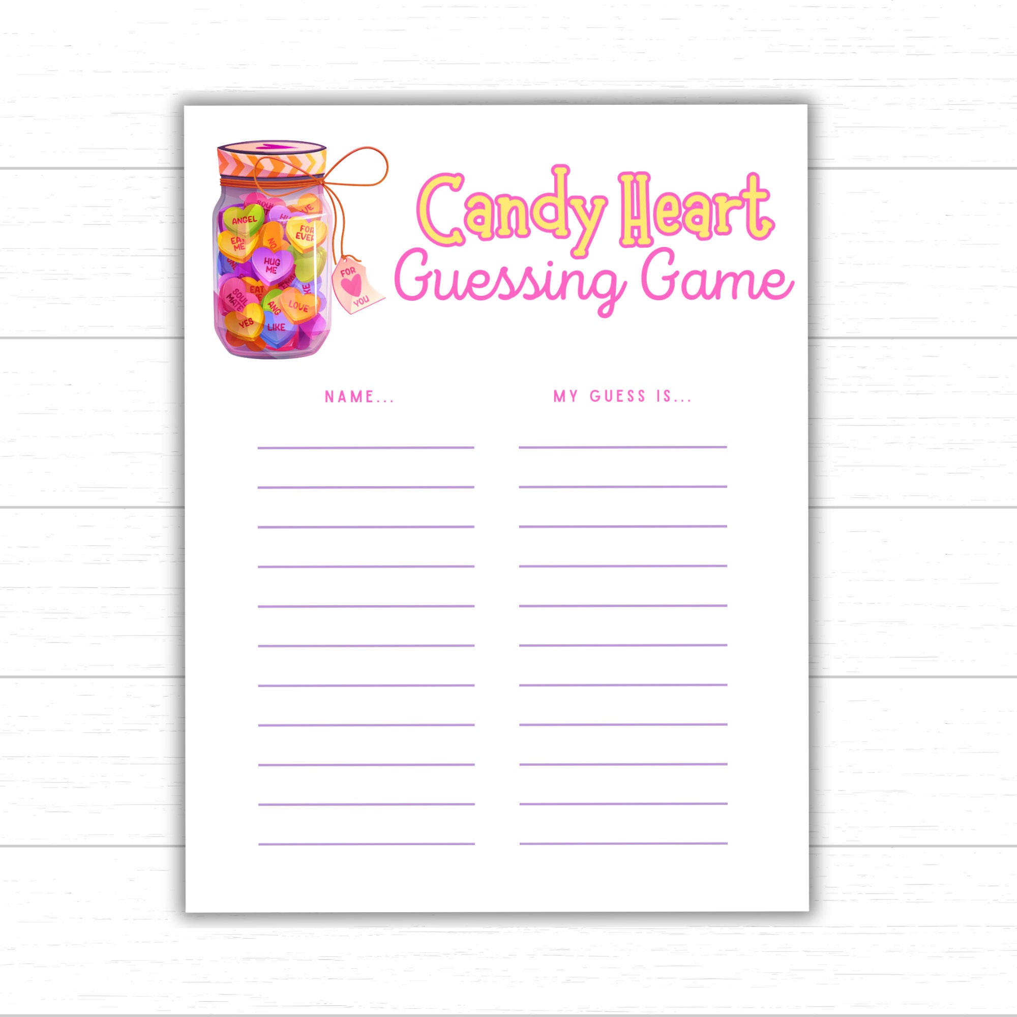 Valentine Candy Guessing Game Sign, Guess How Many Candies in the Jar ...