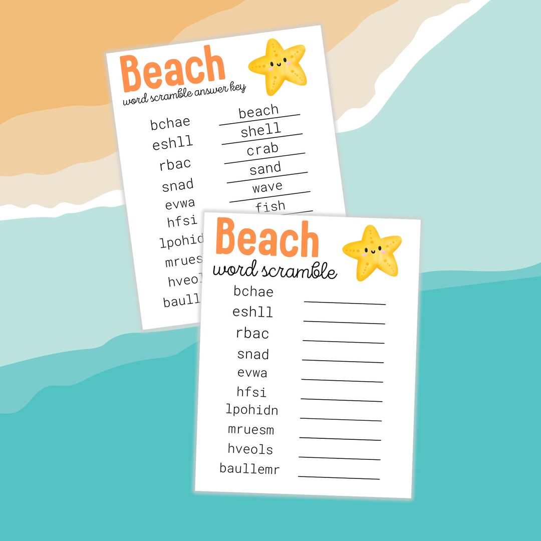 Beach Word Scramble Printable Game for Kids - Etsy