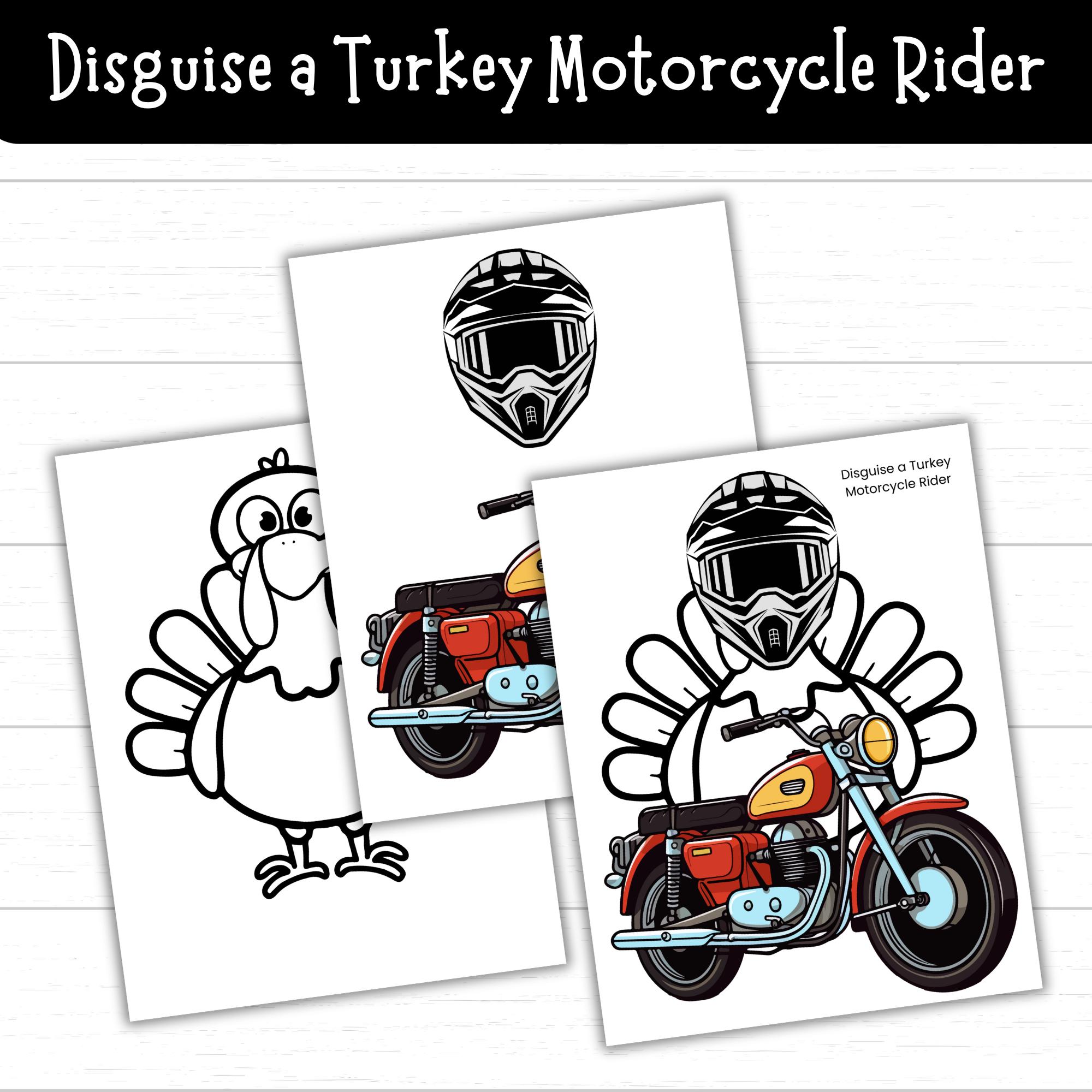 Disguise a Turkey Motorcycle Rider, Motorcycle Turkey, Printable Outfit ...