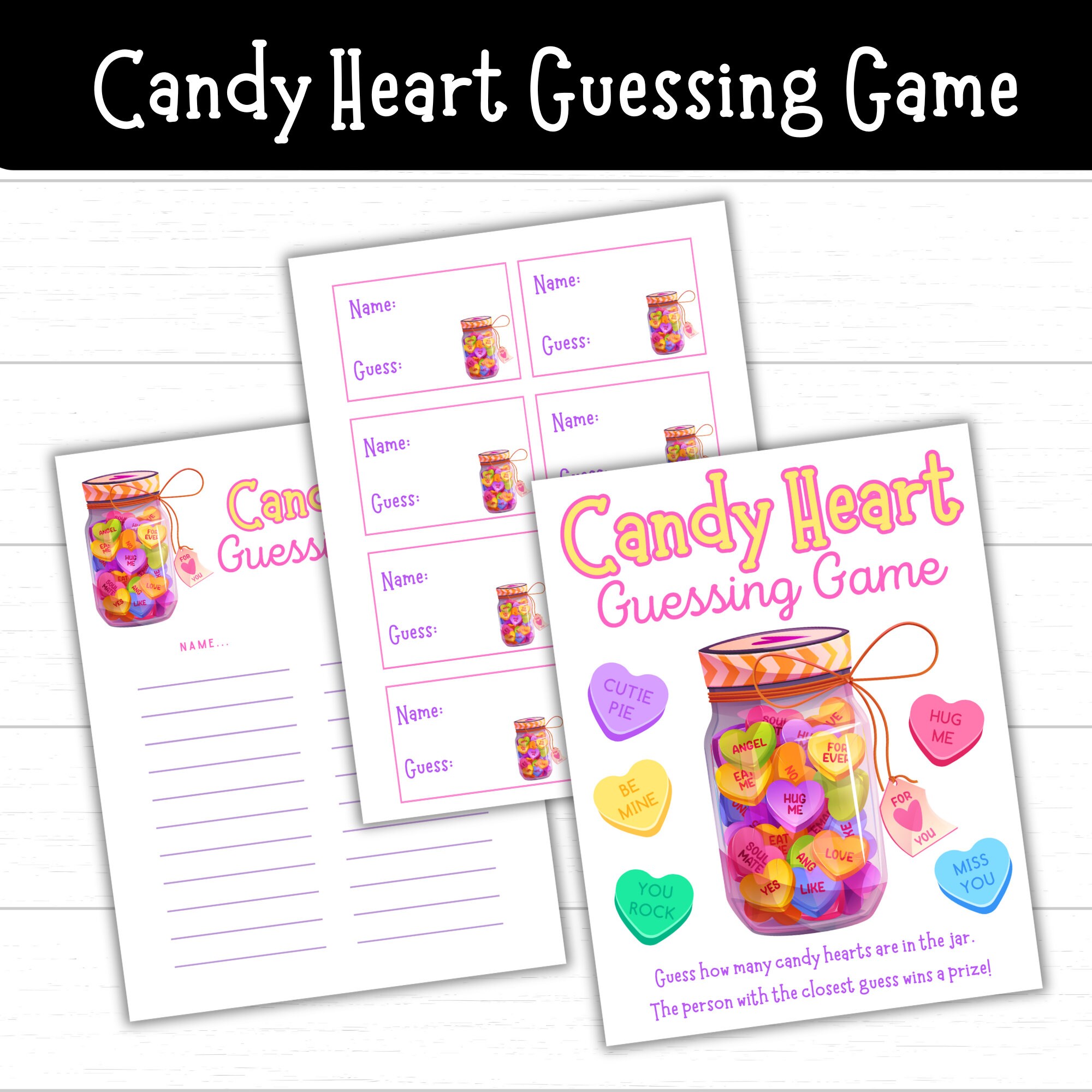 Valentine Candy Guessing Game Sign, Guess How Many Candies in the Jar ...