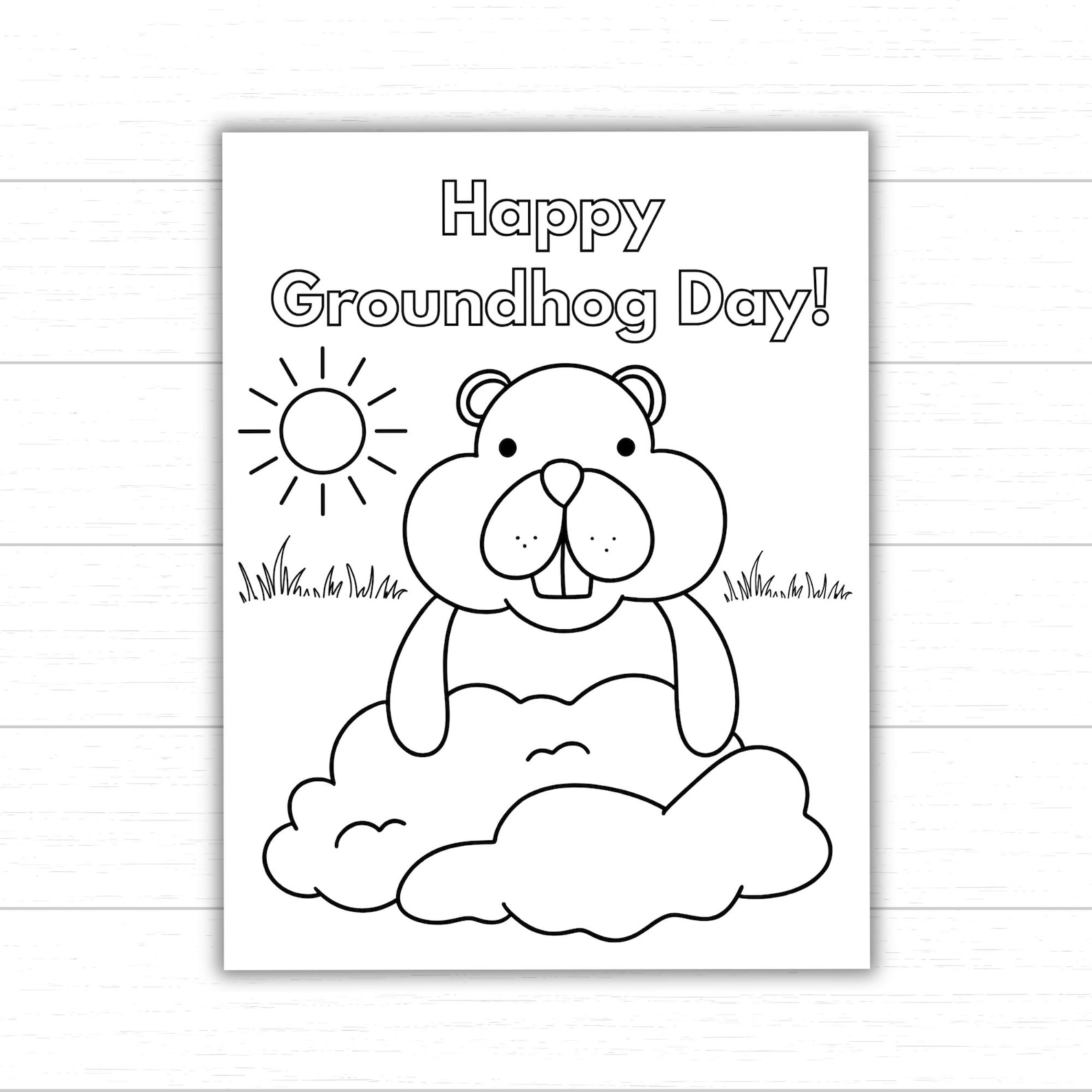 Groundhog Day Coloring Page, Happy Groundhog Day Printable, Fun ...