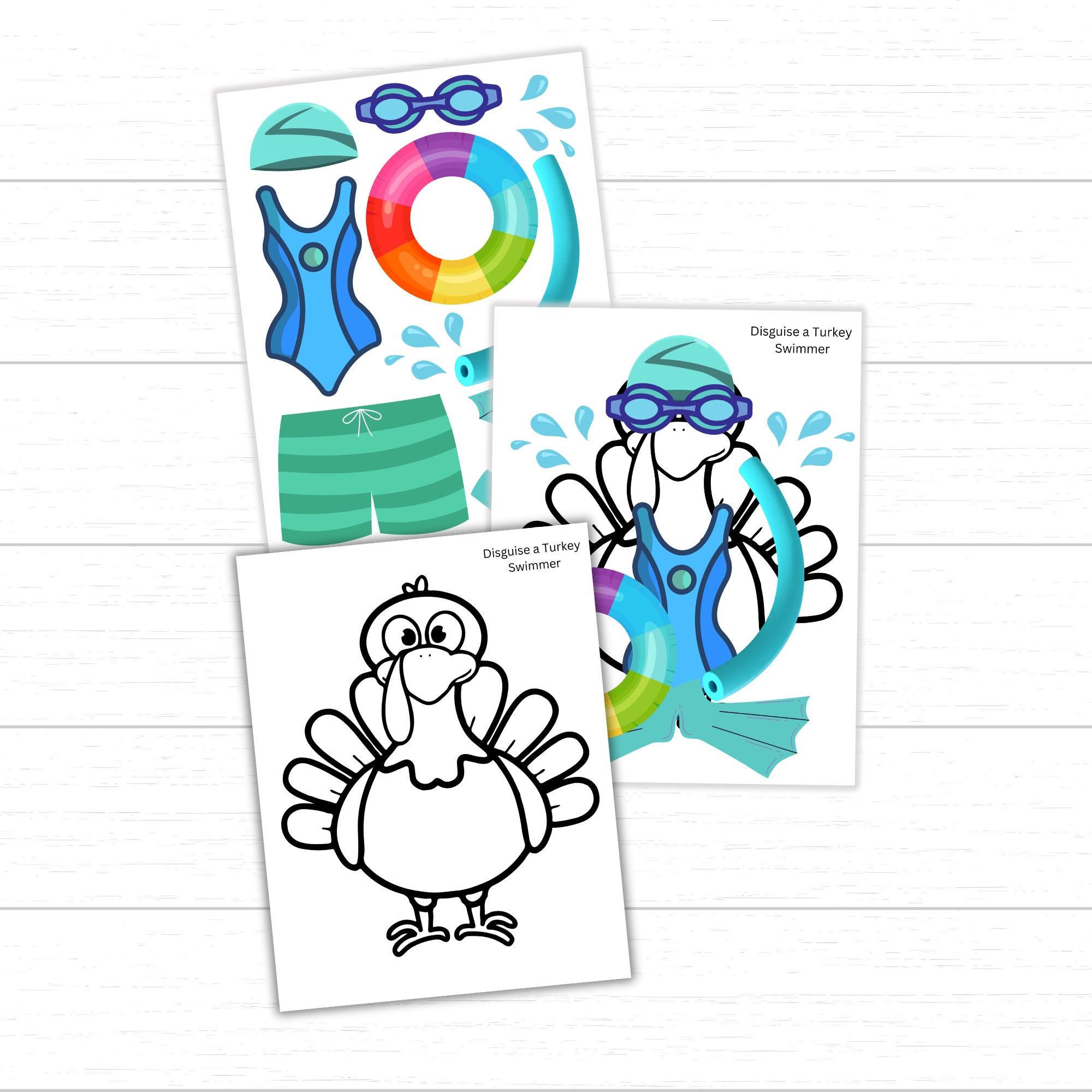 Disguise a Turkey Swimmer Printable, Swimmer Turkey Disguise, Printable ...