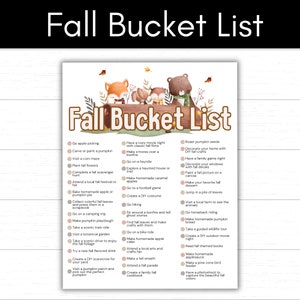 Fall Bucket List Printable for Kids, Autumn Bucket List, Fall Checklist ...