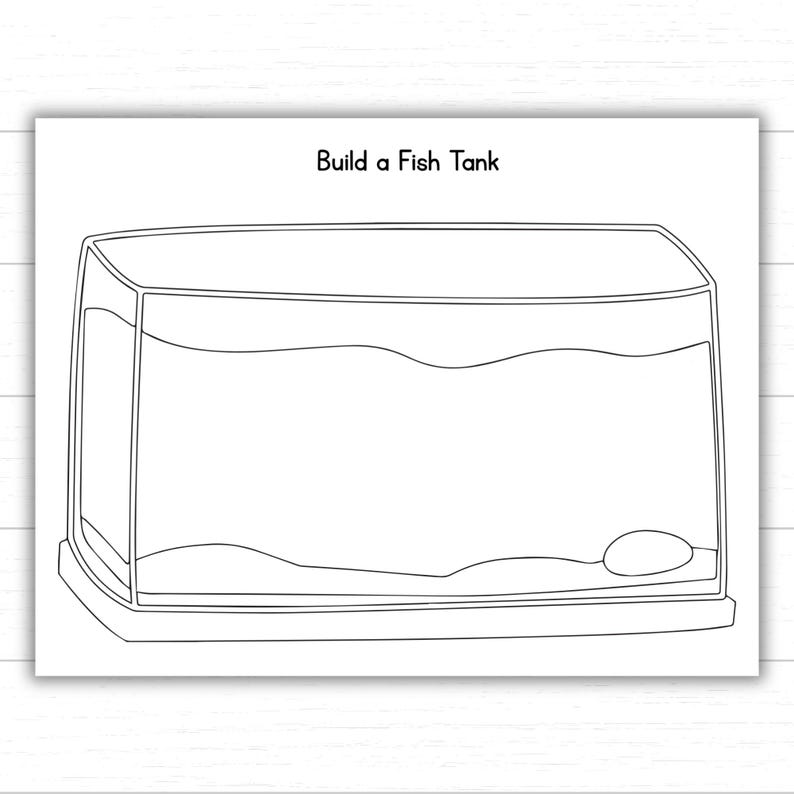 Build a Fish Tank Printable Coloring Activity for Kids, DIY Aquarium ...