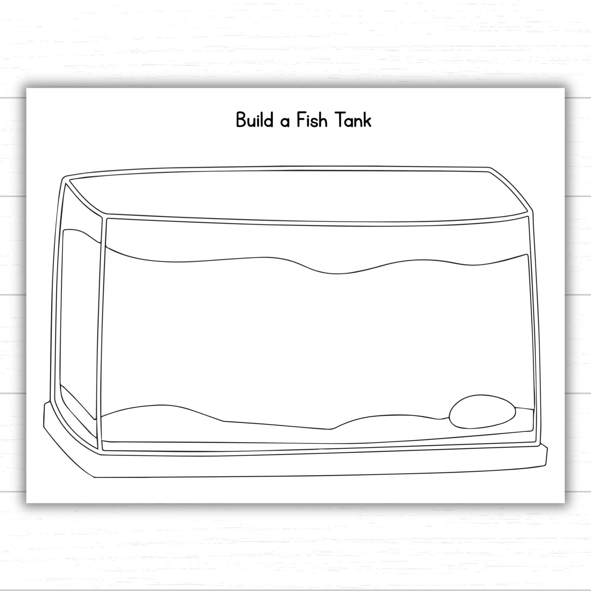 Build a Fish Tank Printable Coloring Activity for Kids, DIY Aquarium ...