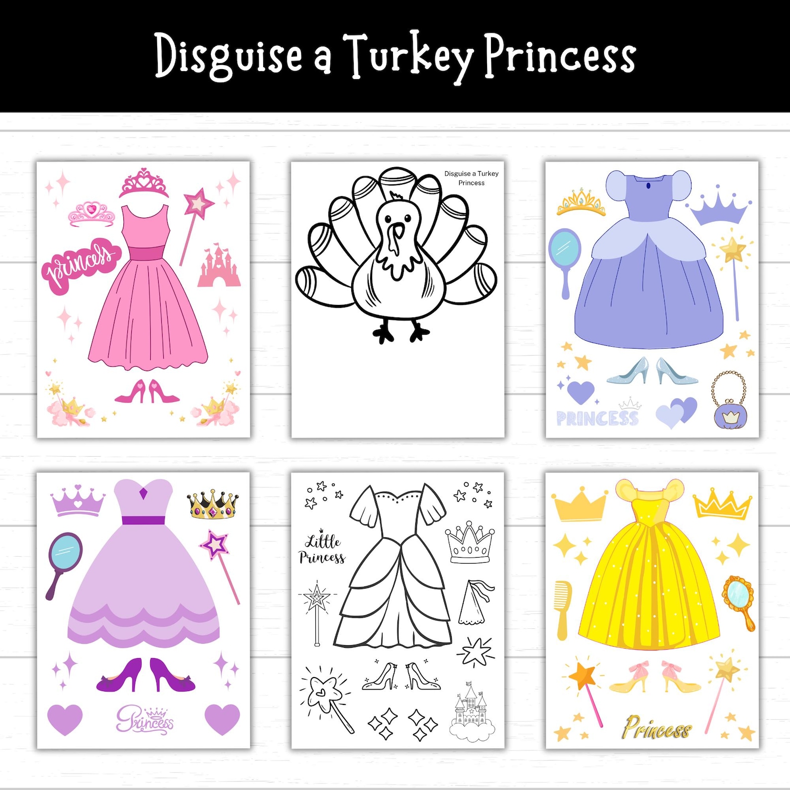 Disguise a Turkey Princess, Printable Princess Outfits, Turkey in ...