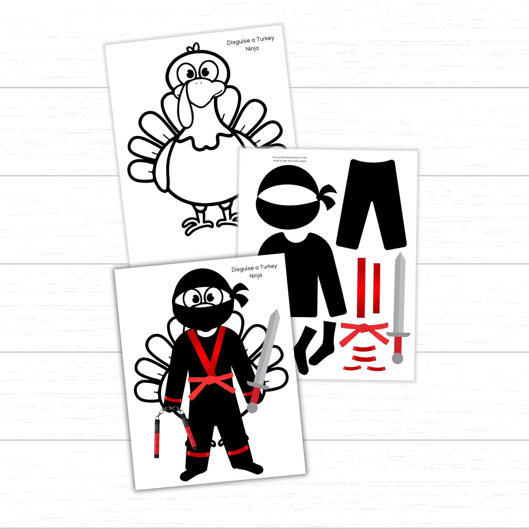 Disguise a Turkey Ninja Printable, Ninja Turkey Craft for Kids ...