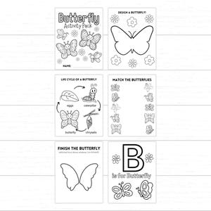 Butterfly Activity Pack Printable for Kids, Butterfly Craft, Coloring ...