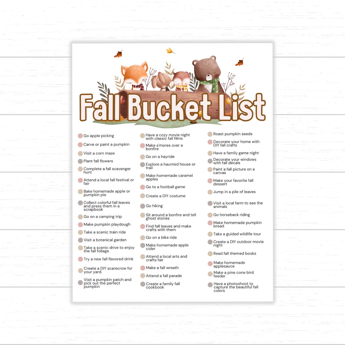 Fall Bucket List Printable for Kids, Autumn Bucket List, Fall Checklist ...