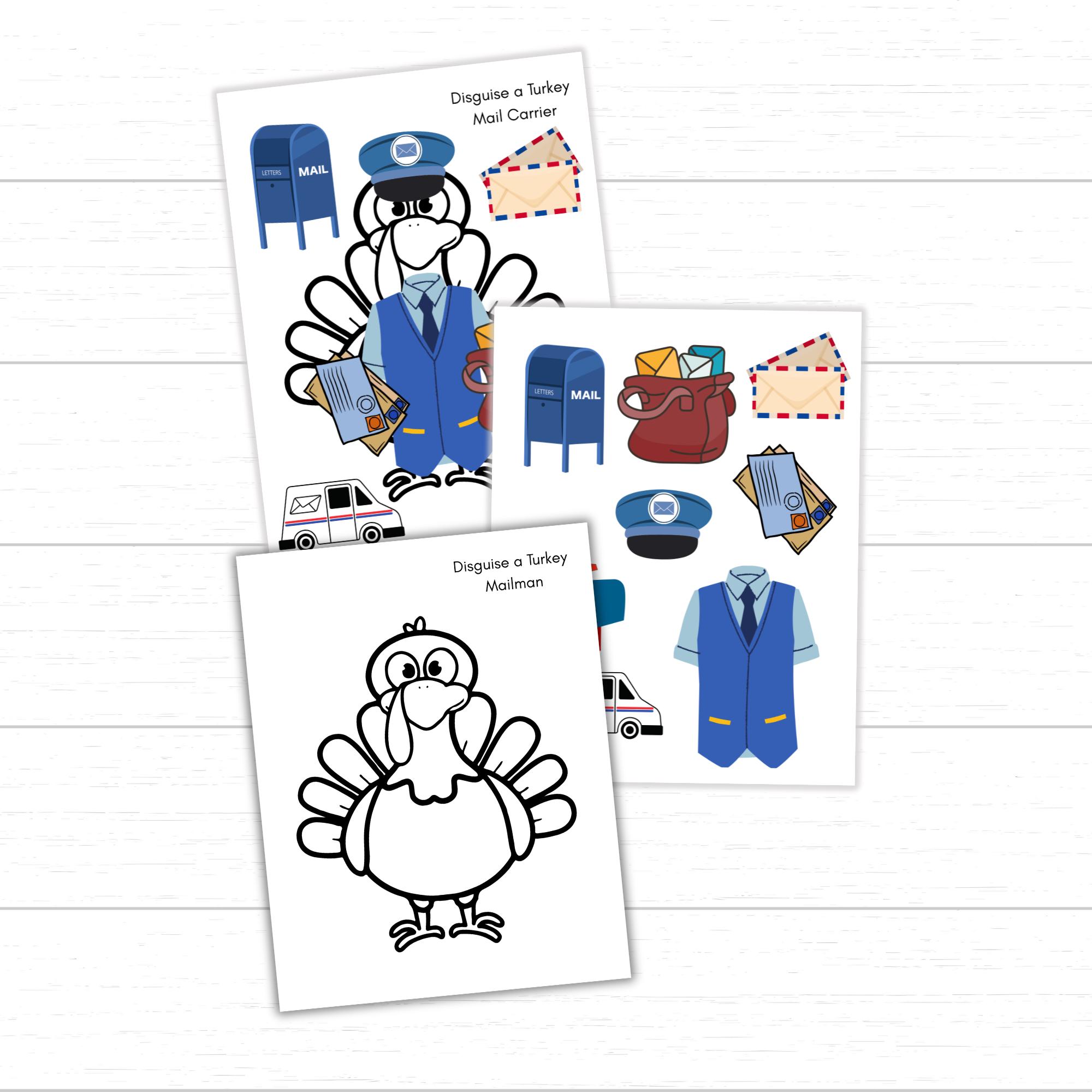 Disguise a Turkey Mailman, Mail Carrier, Printable Disguise a Turkey ...