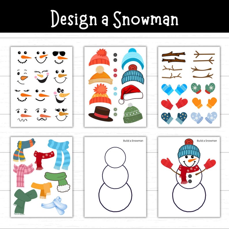 Build a Snowman Printable, Snowman Cut and Paste Printable, Printable ...