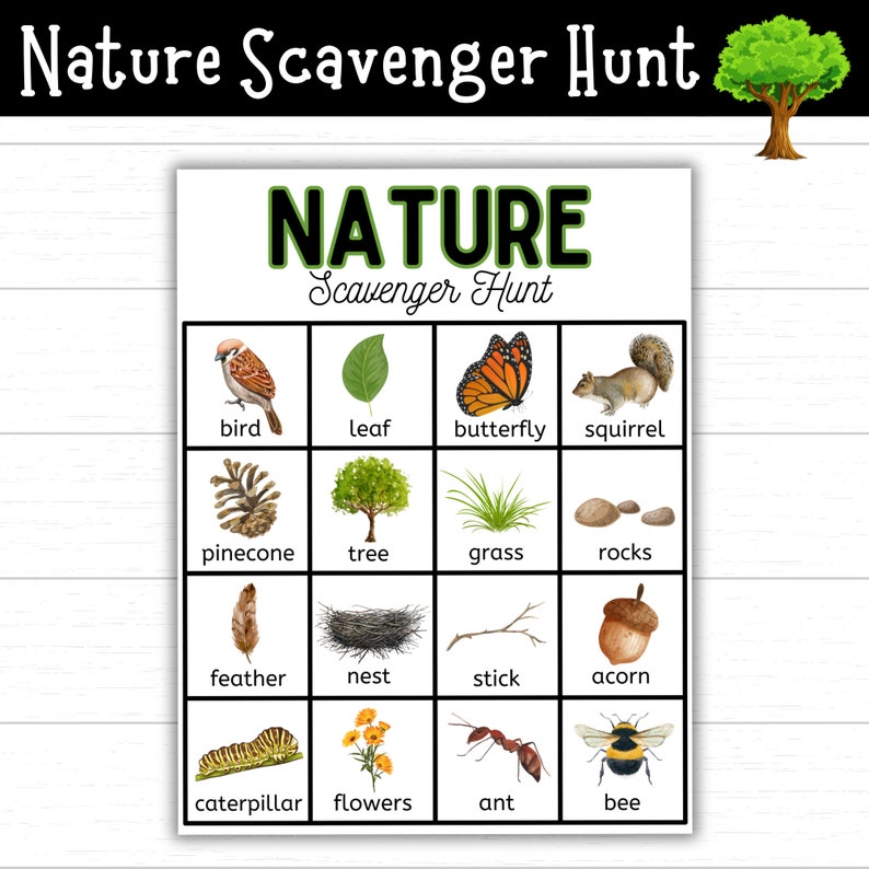 Nature Scavenger Hunt Printable, Kids Outdoor Activity, Educational ...