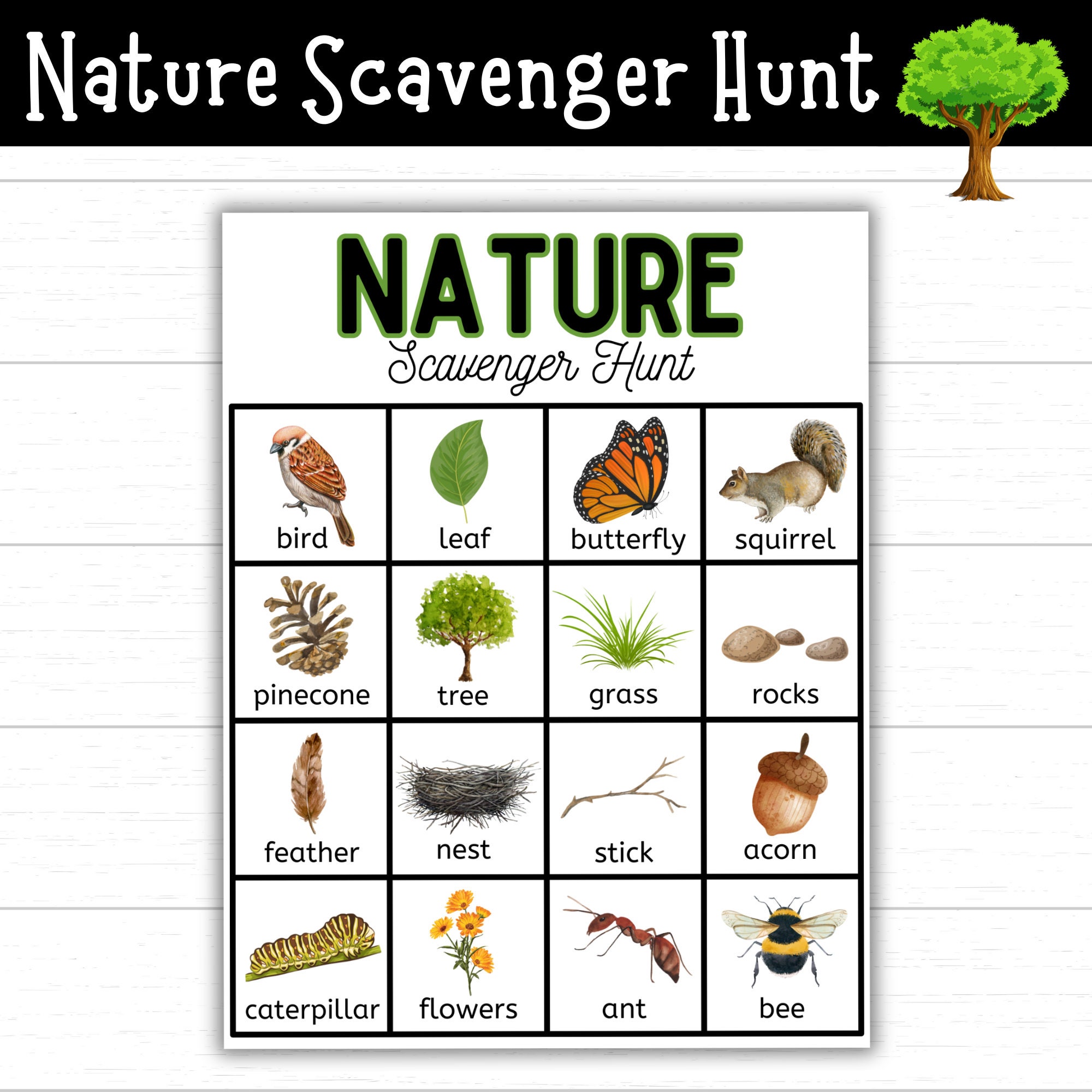 Nature Scavenger Hunt Printable, Kids Outdoor Activity, Educational ...