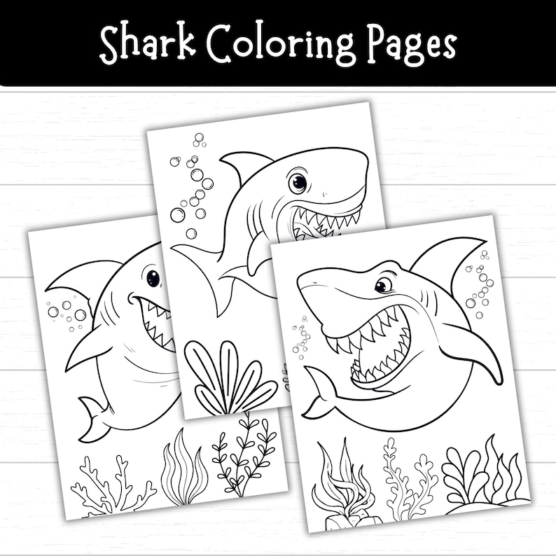 Printable Shark Coloring Pages for Kids, Ocean Themed Coloring Sheets ...
