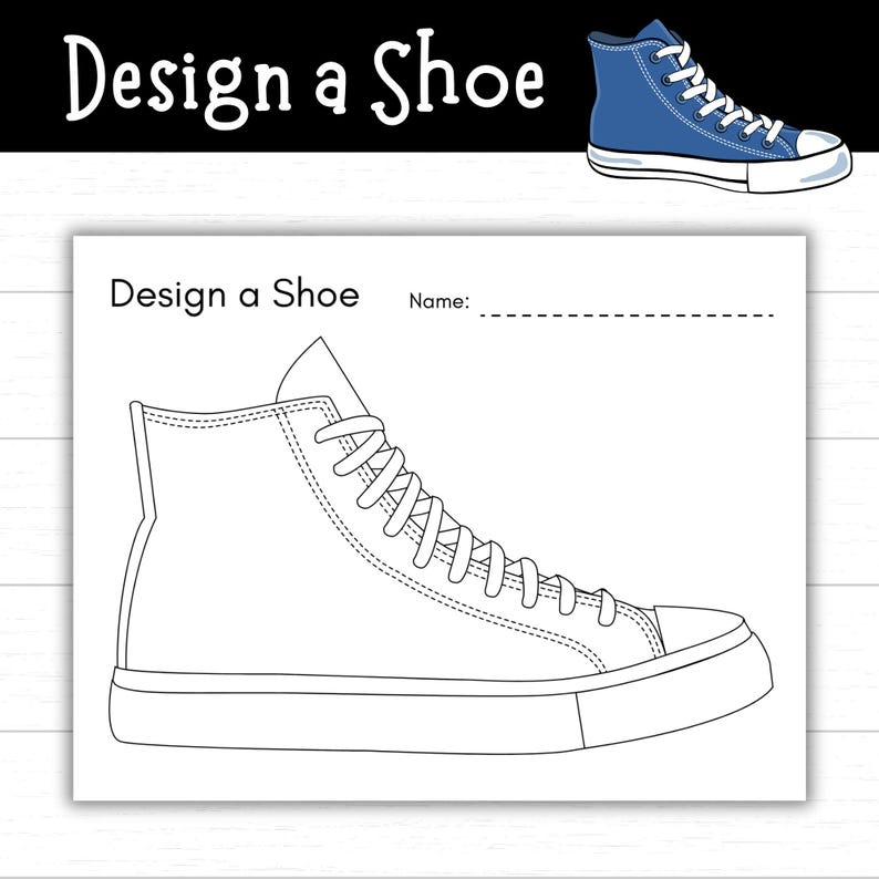 Design a Shoe Printable, Decorate a Sneaker, Printable Shoe Template ...