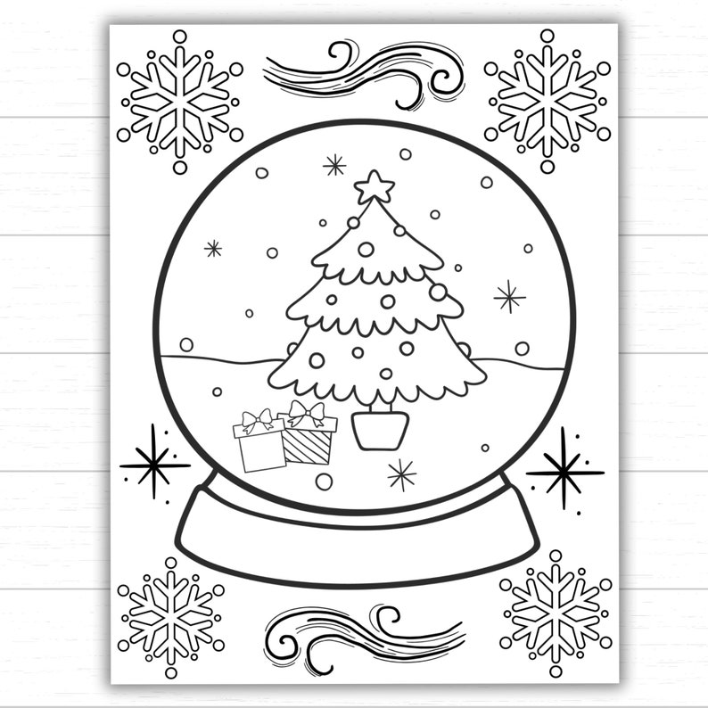 Snow Globe Coloring Pages for Kids | Christmas Coloring Sheets ...
