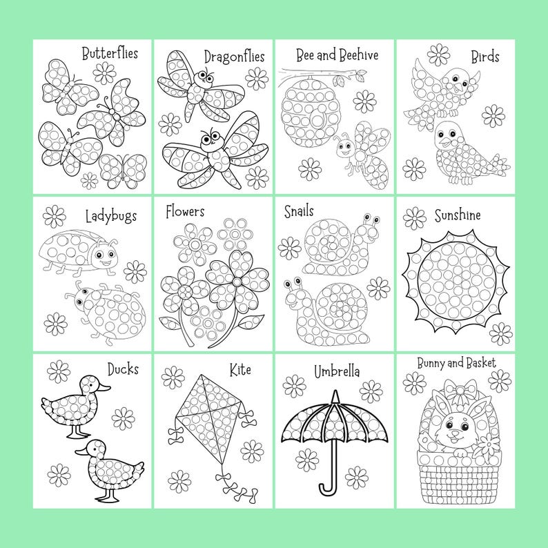 Spring Dot Dauber Activity Pack for Preschool Kids, 12 Printable Dot ...