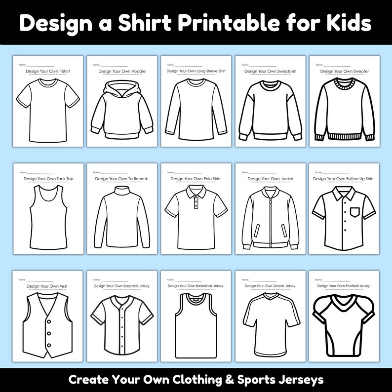 Design a Shirt Printable for Kids, Fashion Design Coloring Pages ...