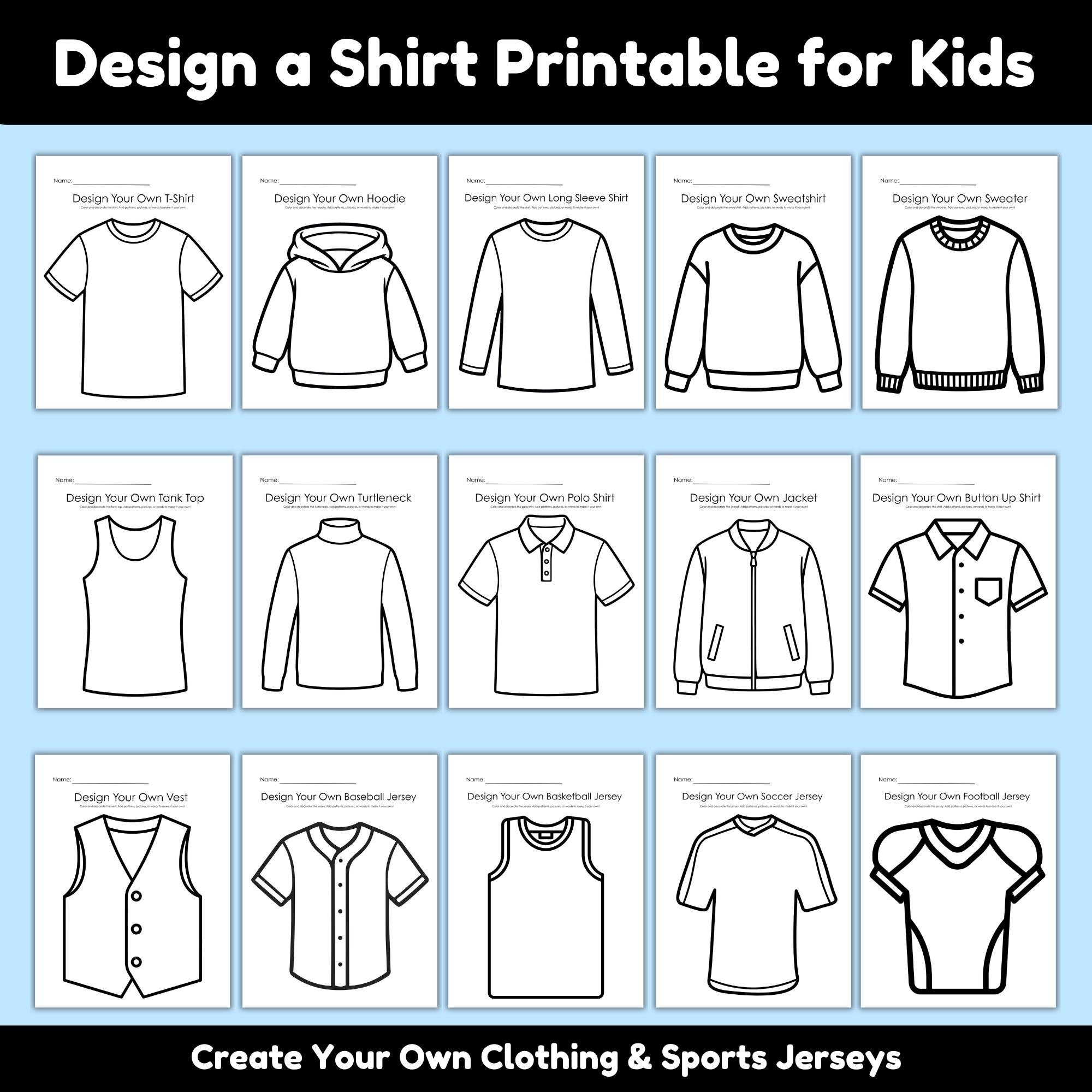 Design a Shirt Printable for Kids, Fashion Design Coloring Pages ...