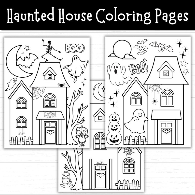 Haunted House Coloring Pages, Halloween Coloring Pages, Spooky Coloring ...