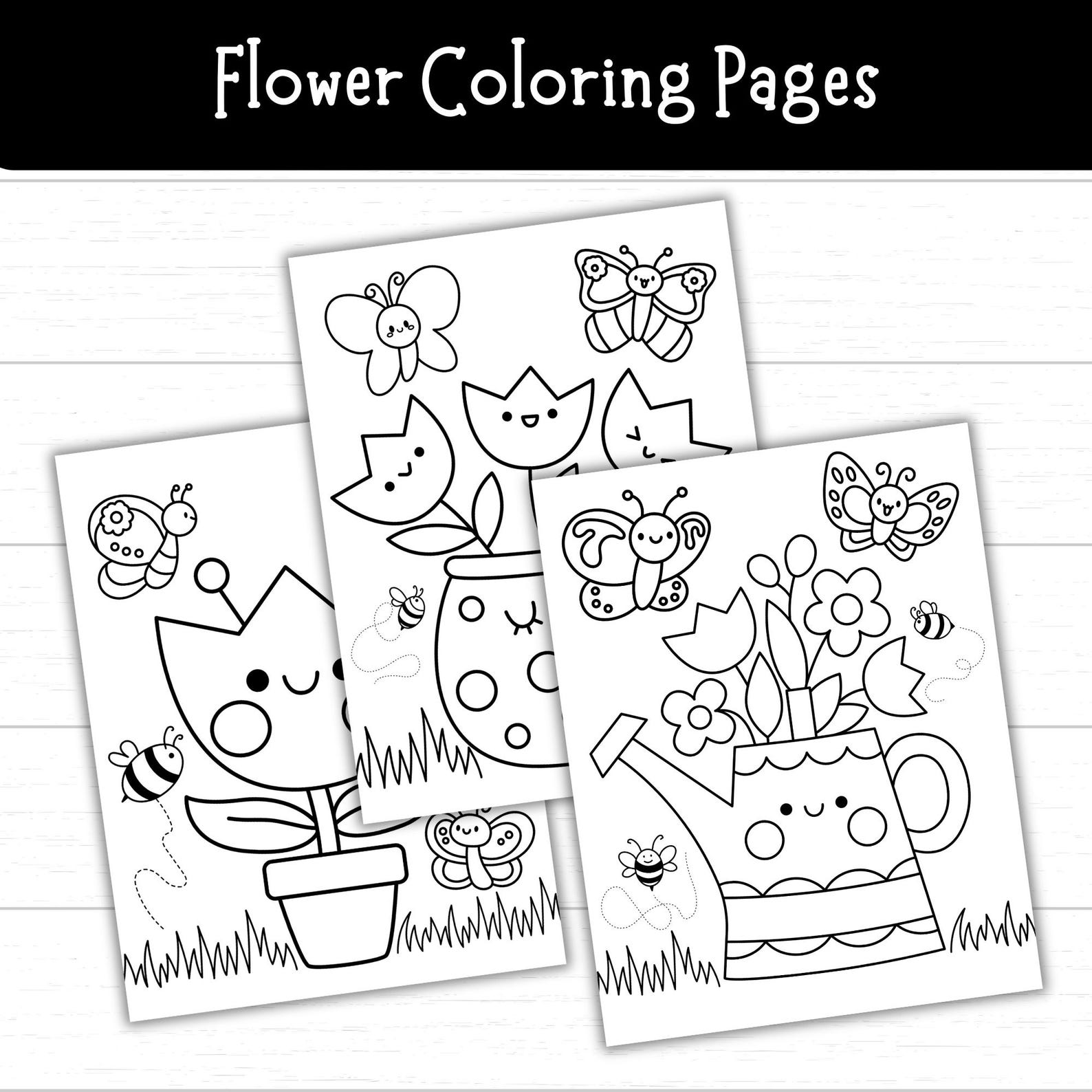 Printable Flower Coloring Pages for Kids, Spring Coloring Sheets ...