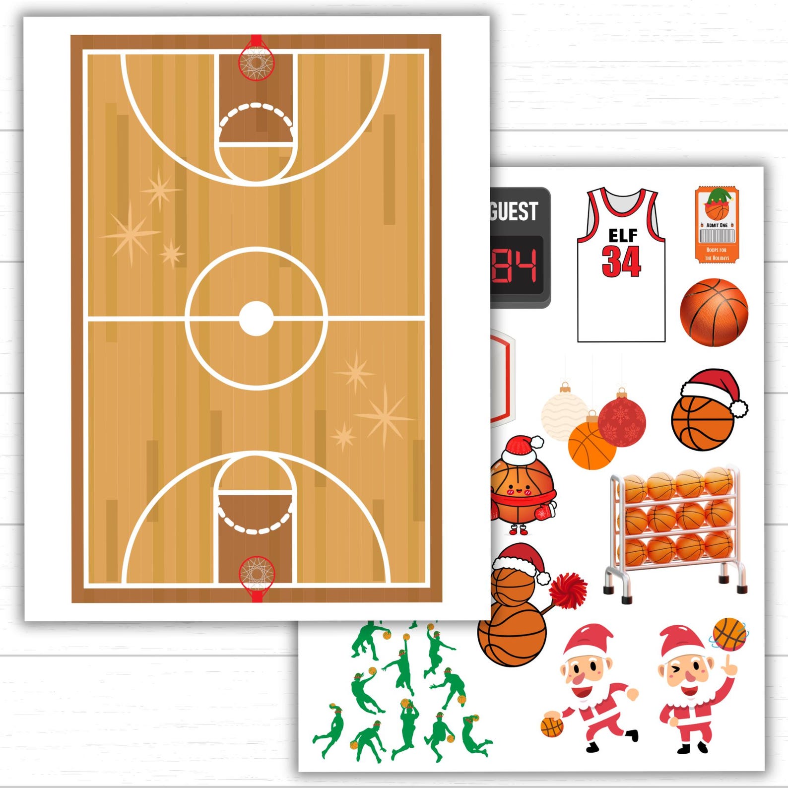 Elf Basketball Props, Christmas Elf Basketball Scene, Set Up ...