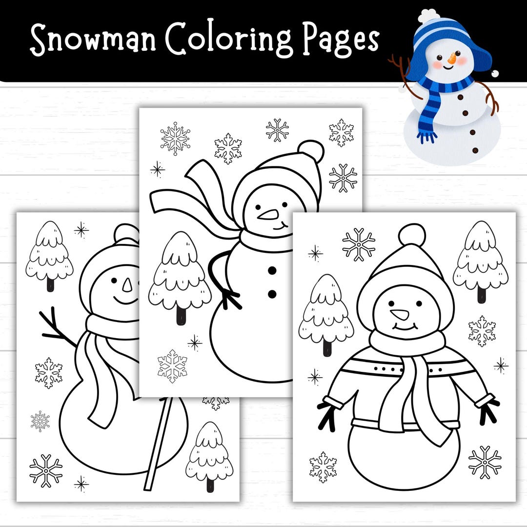 Snowman Coloring Pages, Printable Winter Coloring Pages, Snowman ...