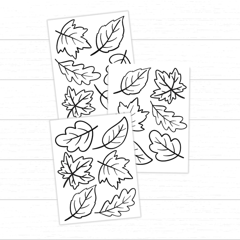 Leaf Coloring Pages for Kids Printable Pack, Fall Autumn Leaves ...