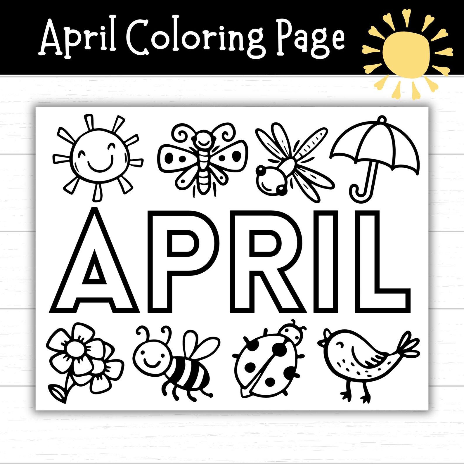 April Coloring Page, Spring Coloring Page, Month of April Activity ...