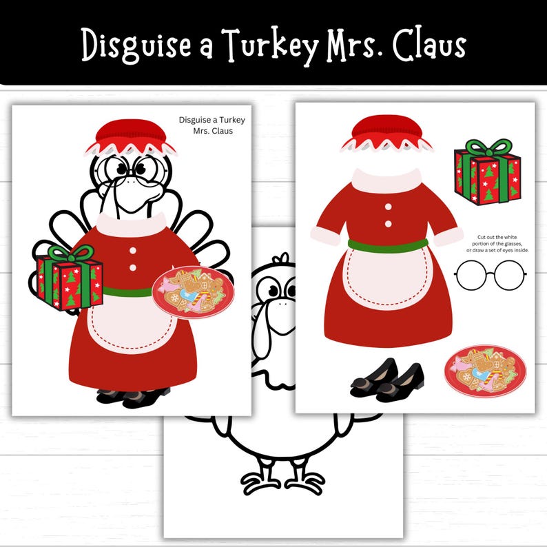 Disguise a Turkey Mrs. Claus, Mrs. Claus Turkey, Mrs. Claus Printable ...