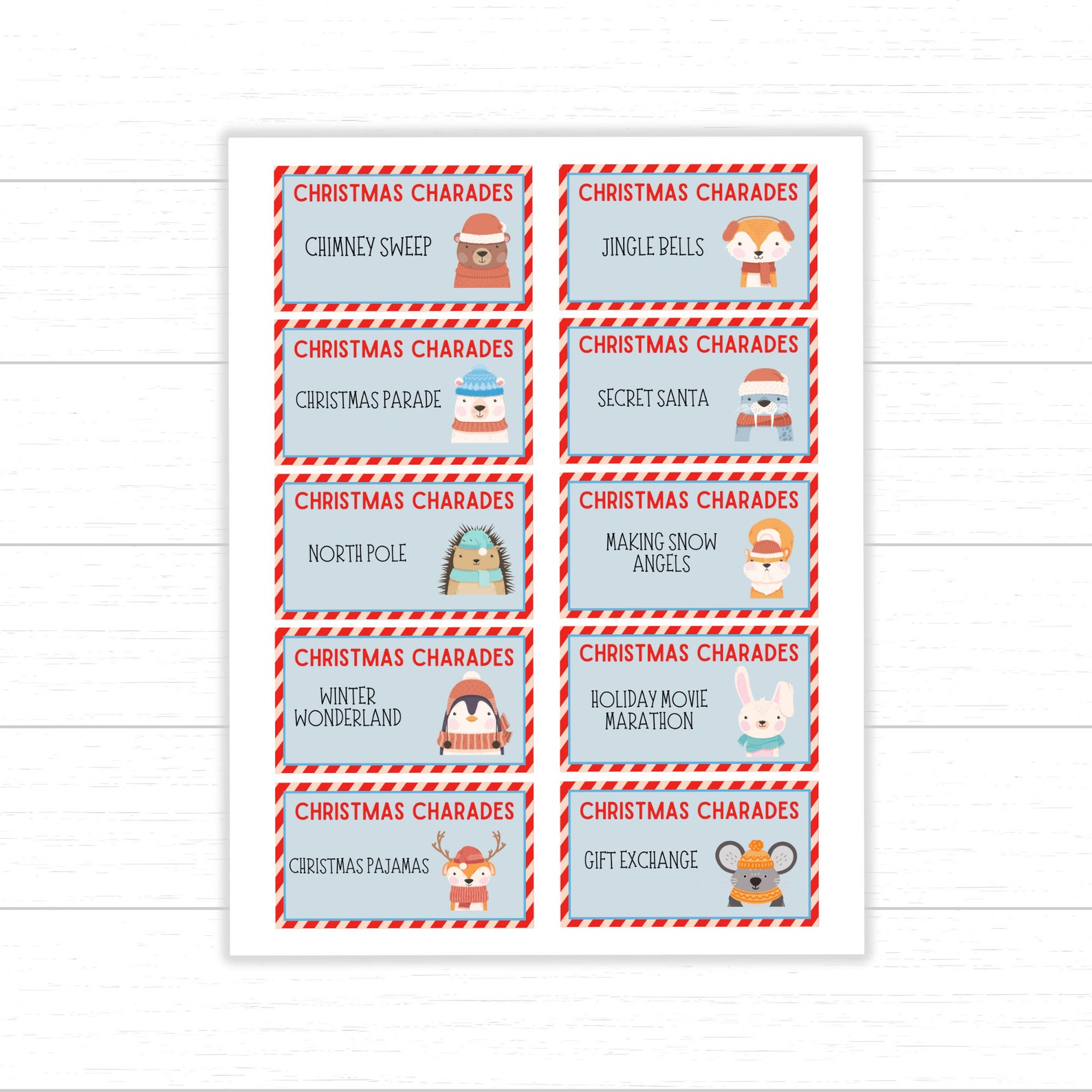 Christmas Charades Printable Charades Printable Game Cards - Etsy