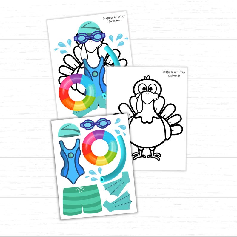 Disguise a Turkey Swimmer Printable, Swimmer Turkey Disguise, Printable ...