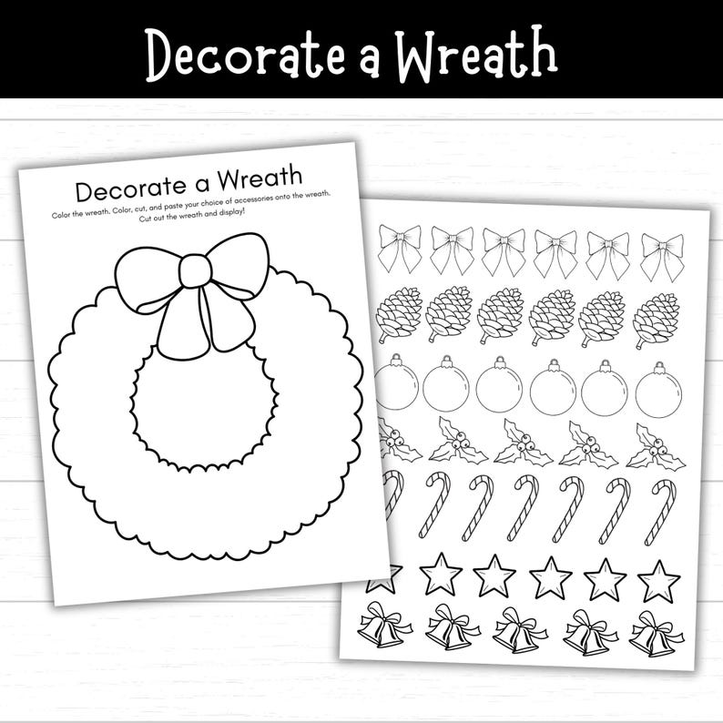 Build a Wreath Printable Christmas Activity for Kids | Decorate a ...