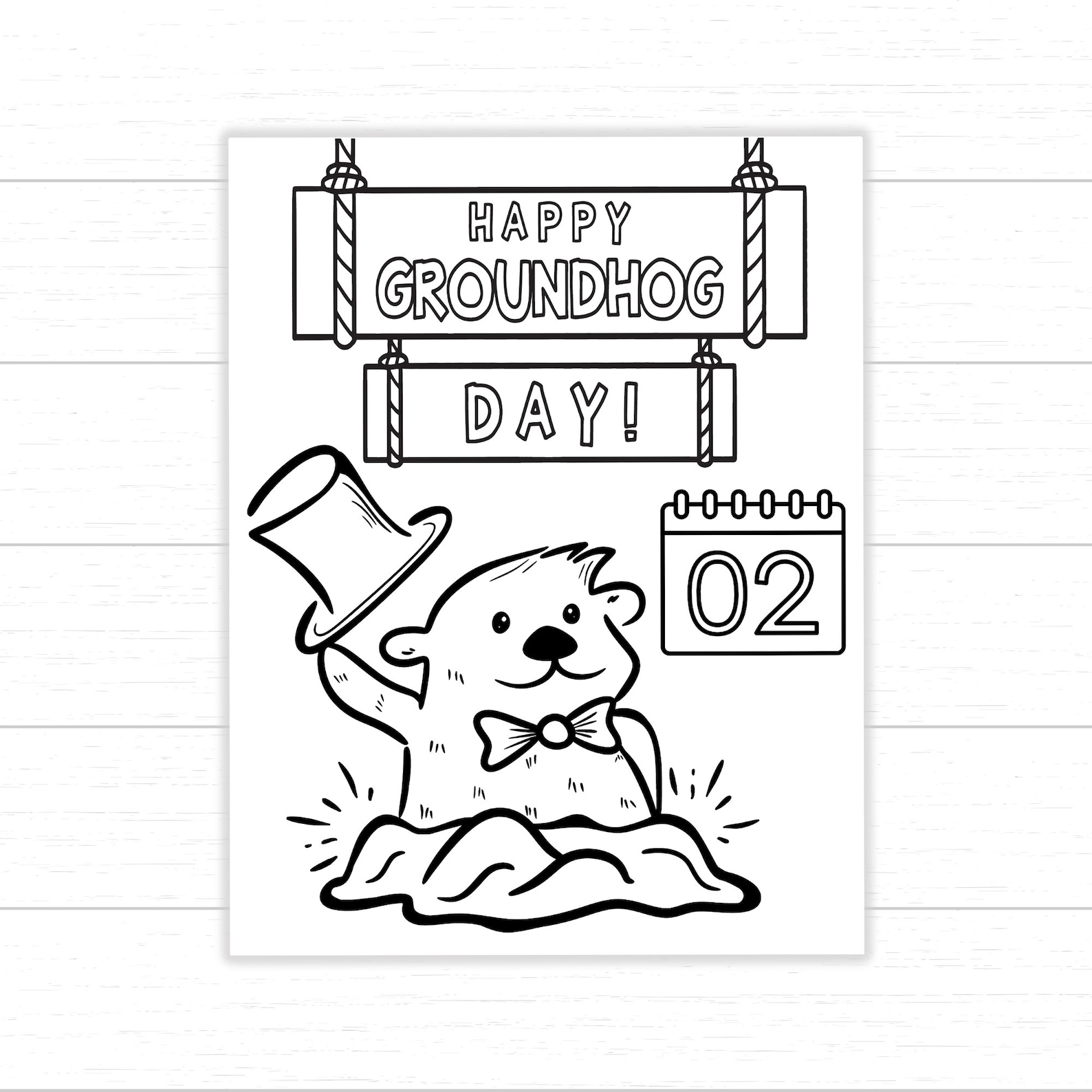 Happy Groundhog Day Coloring Page, Ground Hog Day Activities, Printable ...