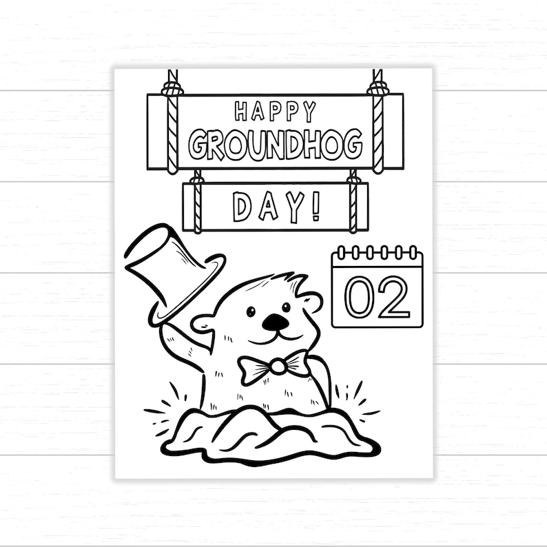 Happy Groundhog Day Coloring Page, Ground Hog Day Activities, Printable ...
