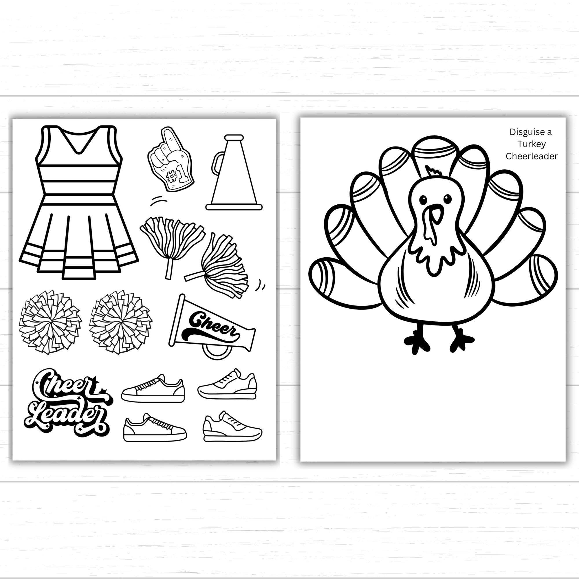 Disguise a Turkey Cheerleader, Cheerleader Turkey, Printable ...