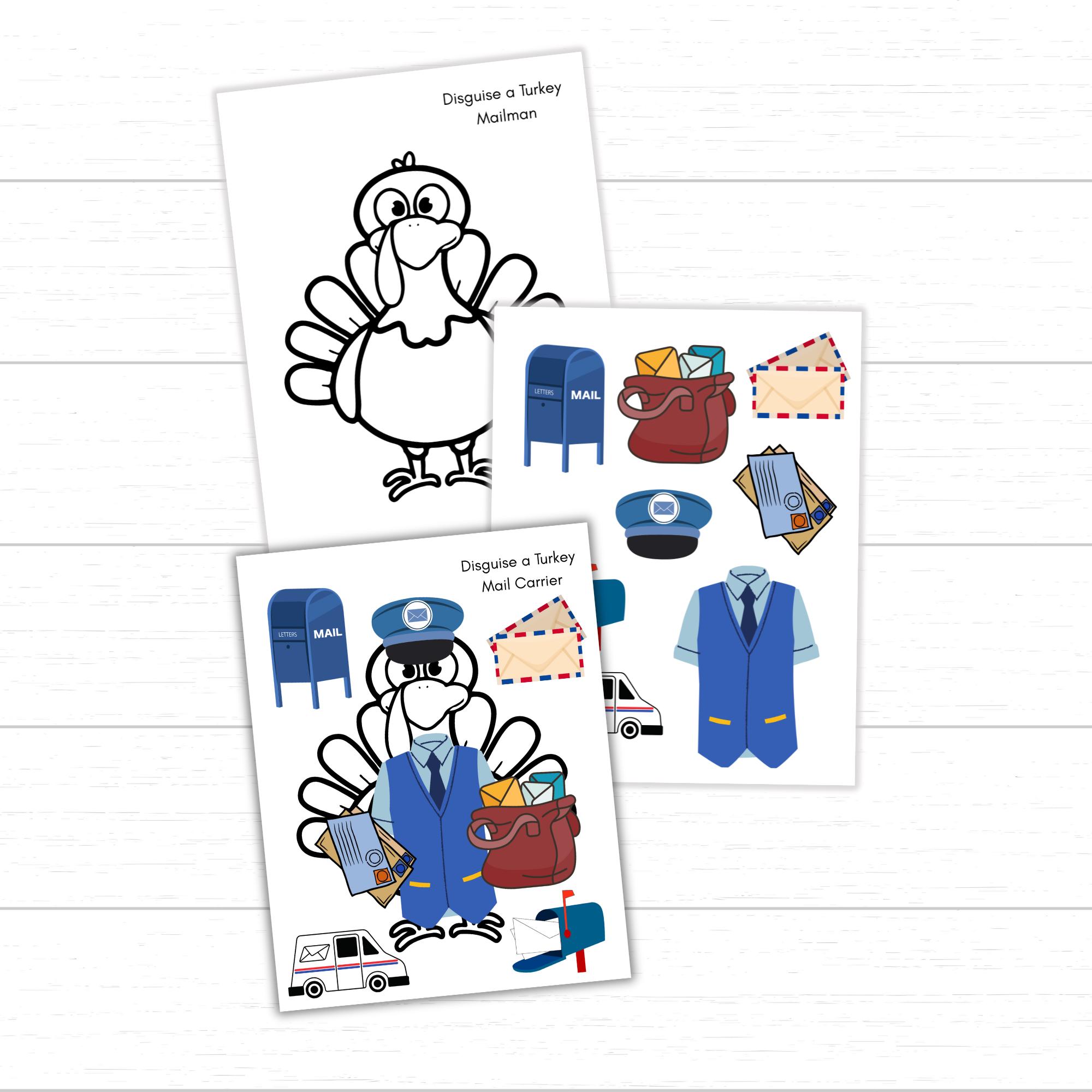 Disguise a Turkey Mailman, Mail Carrier, Printable Disguise a Turkey ...