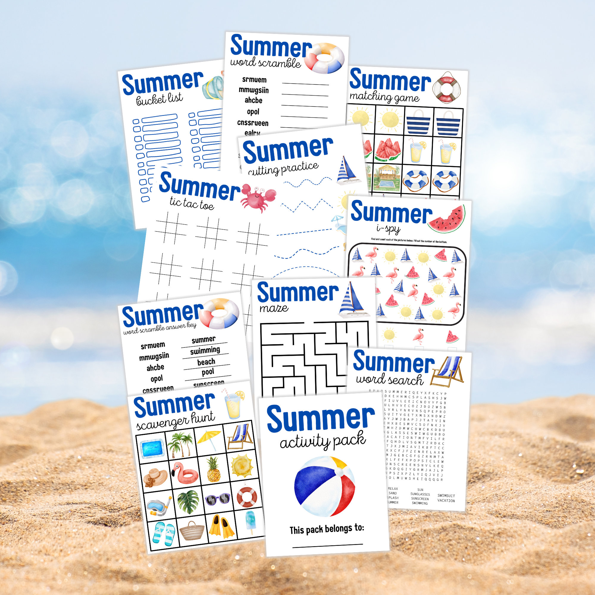 Summer Activity Pack Printable for Kids, Summer Activities, Summer ...