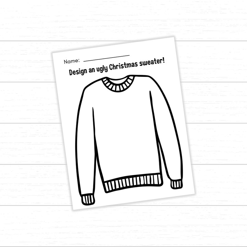 Ugly Christmas Sweater Design Printable, Kids Holiday Activity (PDF) - Etsy