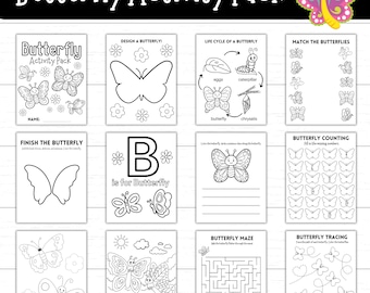 Butterfly Printable Activity Worksheet, Butterfly Activity Pack ...