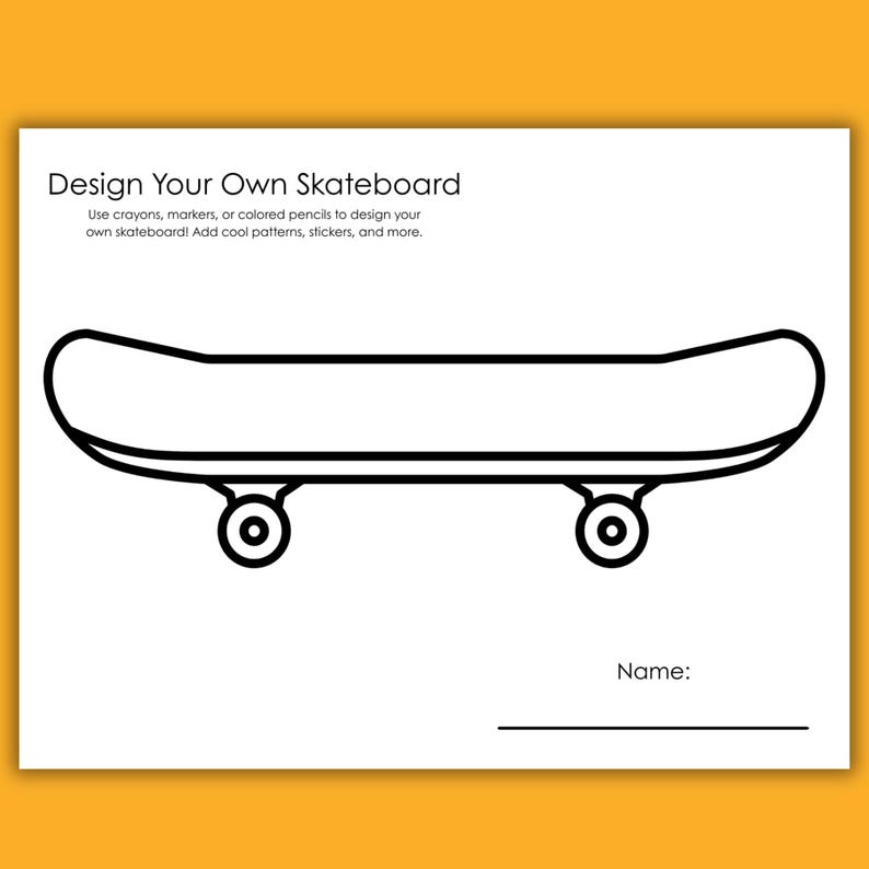 Design Your Own Skateboard Printable, Skateboard Activity Pack for Kids ...